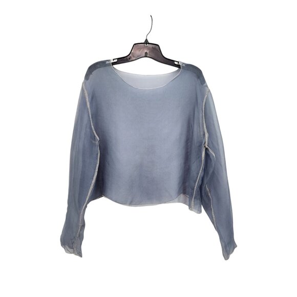 Tops | Womens Vintage Sheer Fabric Lightweight Long Sleeves Boxy Top ...